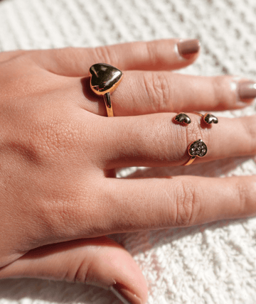 Vibes | Bold Heart Statement Adjustable Ring | 18K Gold-Plated